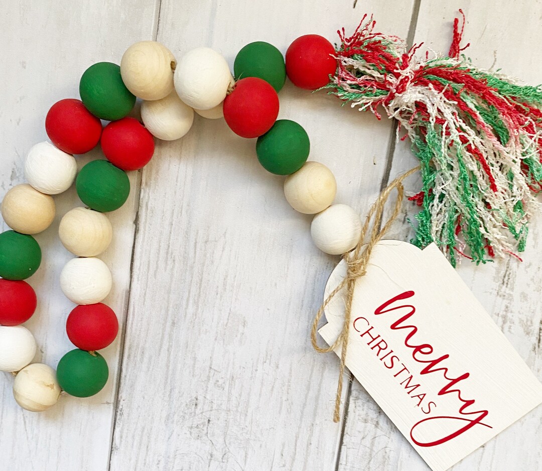 Christmas Bead Garland, Farmhouse Christmas Bead Garland, Christmas ...