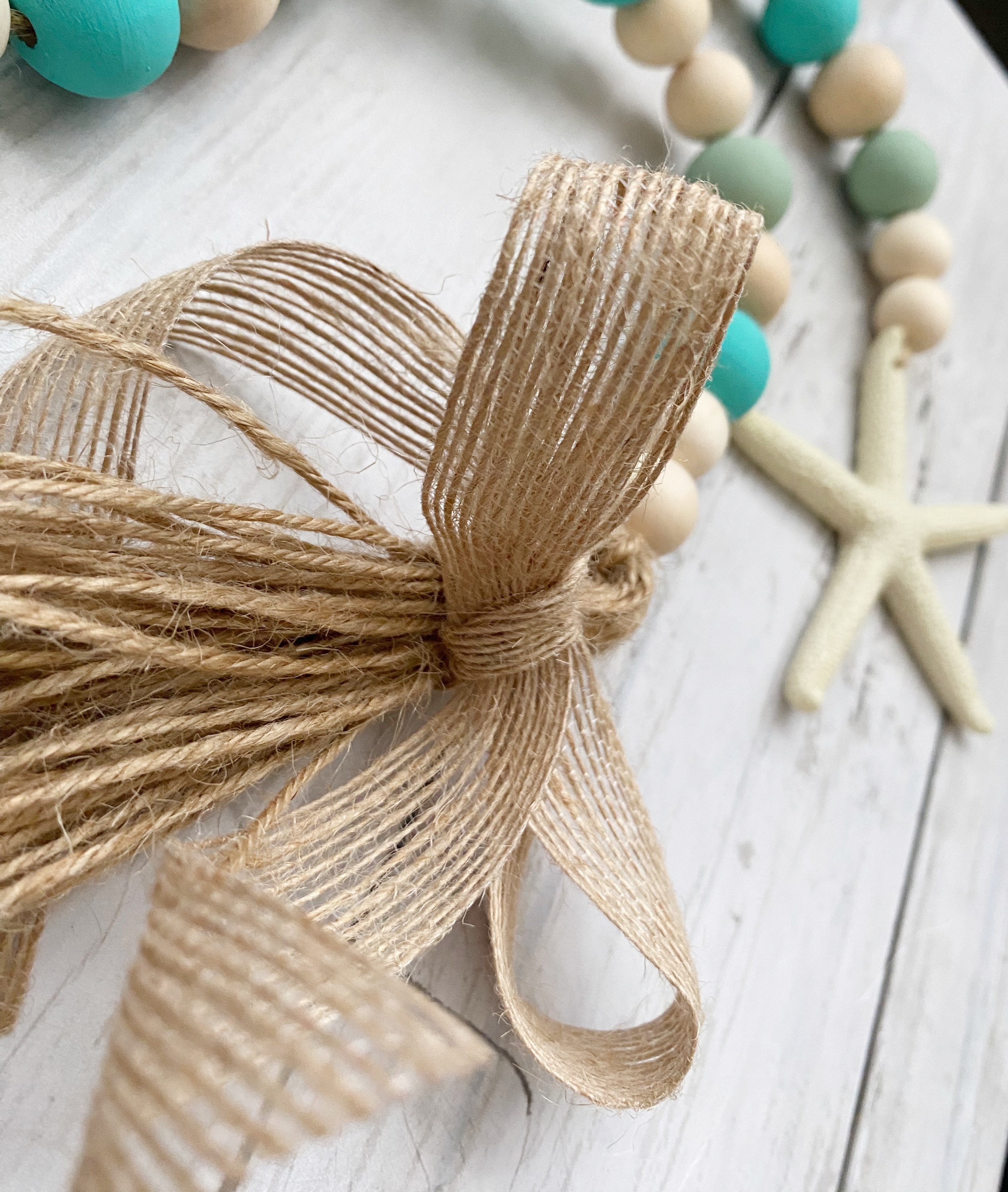 Starfish Decor, Beach Bead Garland, Beach Theme Wood Bead Garland ...