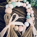 Spring or Summer Wood Bead Garland, Summer Beaded Garland, Peach Beaded ...