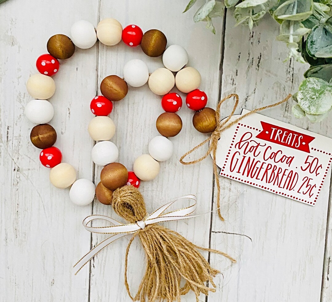 Christmas Bead Garland, Hot Cocoa Decor, Hot Chocolate Decor, Farmhouse ...