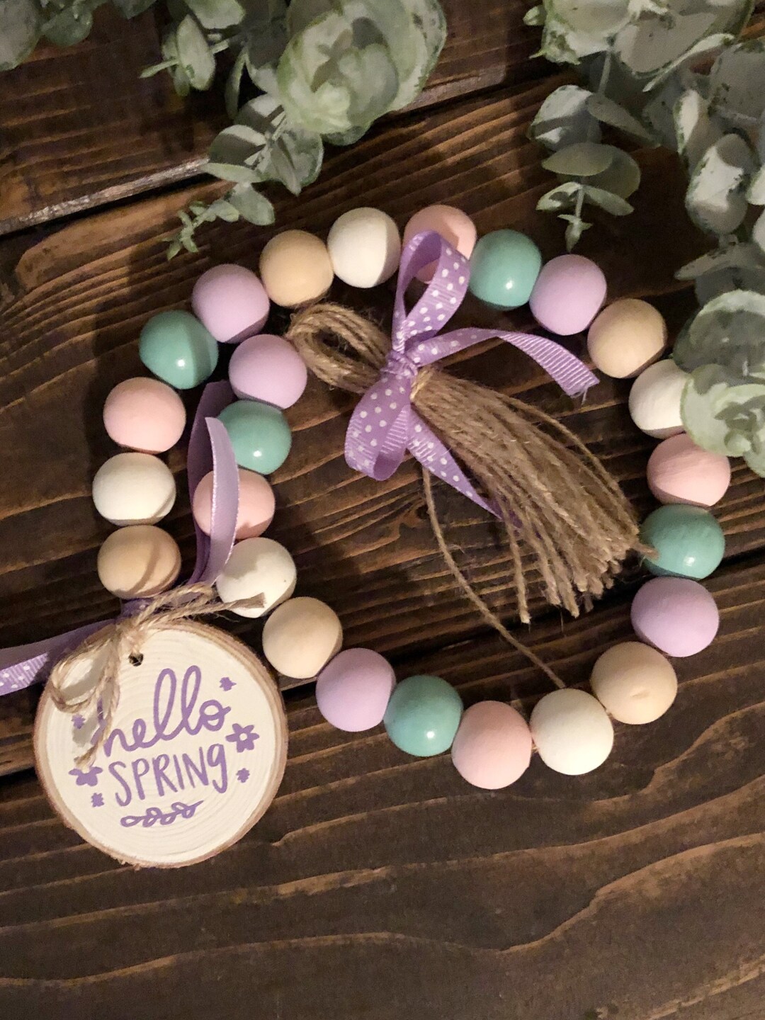 Spring Farmhouse Beaded Garland, Spring Decor, Tiered Tray Decor - Etsy