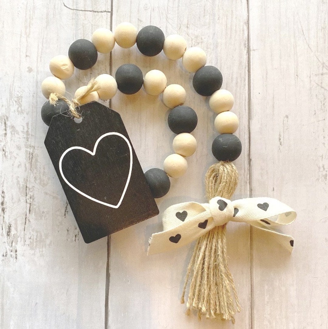 Valentines Day Bead Garland, Candy Heart Beaded Garland, Candy Heart ...