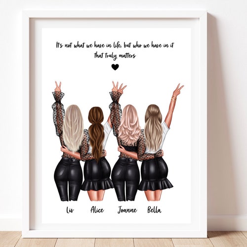 Four Best Friends Print Gifts Custom Gift for 4 Best Friends - Etsy