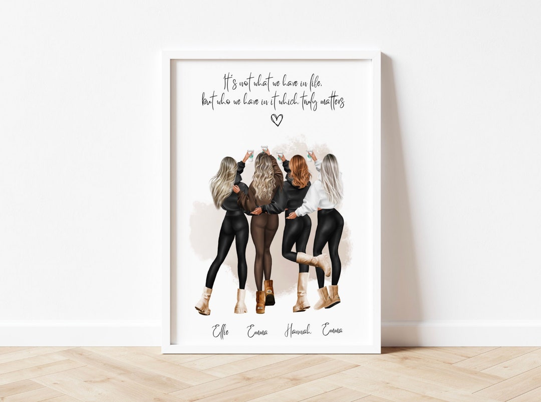 Group Best Friend Gift Best Friend Gift Bestie Gifts 4 Friends Print ...