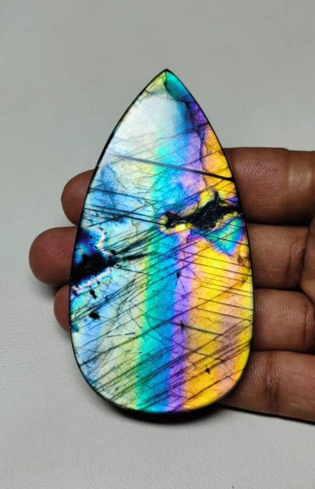 Super Gorgeous!! Rainbow Purple Flashy Labradorite Double Sided Flash ...