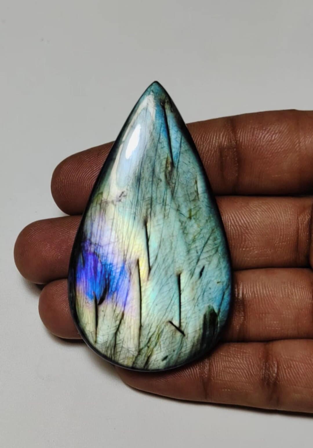 Gorgeous!! Very Rare Green Silver Flash Spectrolite Labradorite Pear ...