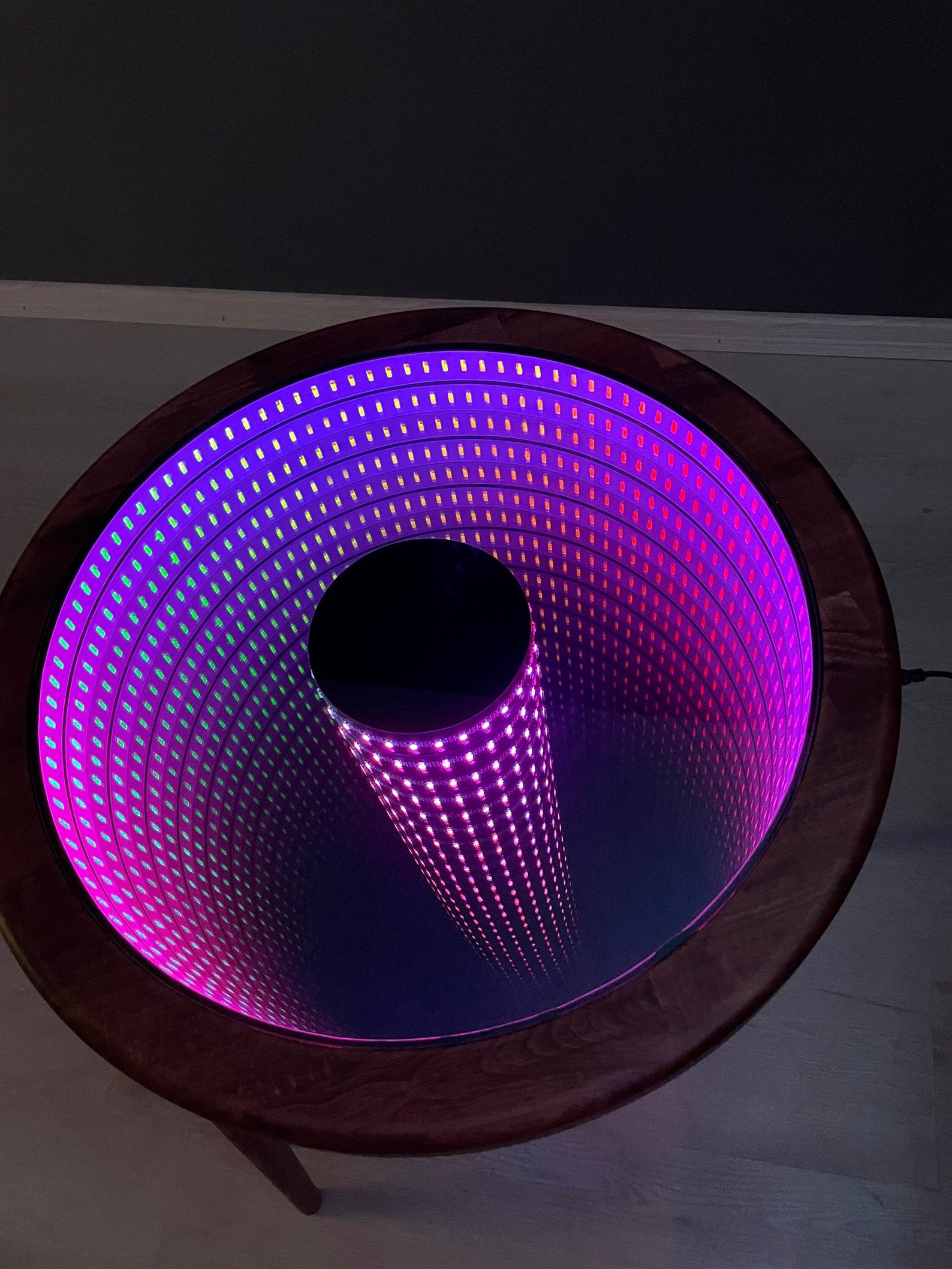 Infinity Mirror Coffee Table Infinity Effect Wooden Coffee - Etsy