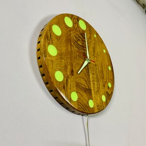 Wooden Wall Clock, Led Light Wall Art, Unique Resin Wall Clock ...