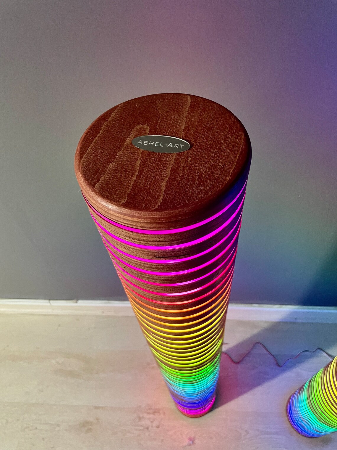 RGB Wooden Corner Lamp, (2xlamp), Led Floor Lamp, RGB Led Tower, Wooden ...