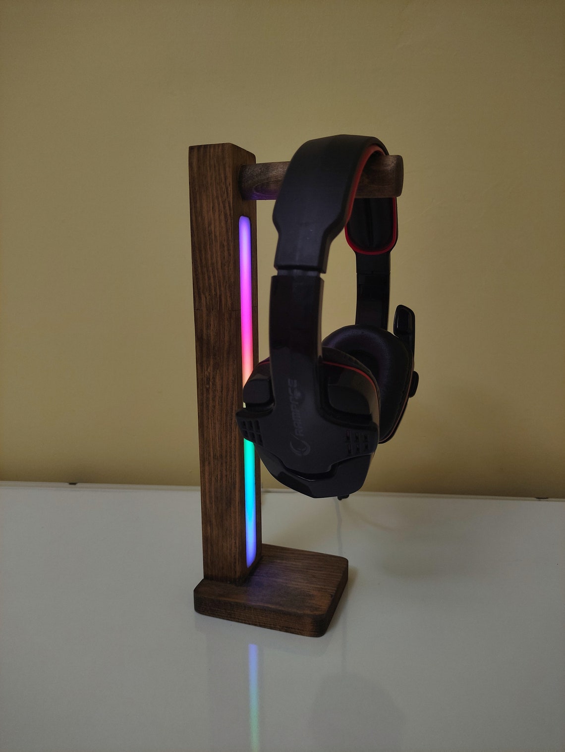 Wooden Headset Stand RGB Led Headset Stand Gaming Headphone | Etsy