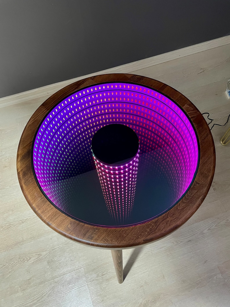 Infinity Mirror Coffee Table Infinity Effect Wooden Coffee - Etsy