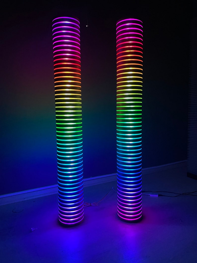 RGB Wooden Corner Lamp, (2xlamp), Led Floor Lamp, RGB Led Tower, Wooden ...