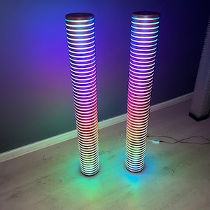 RGB Wooden Corner Lamp, (2xlamp), Led Floor Lamp, RGB Led Tower, Wooden ...