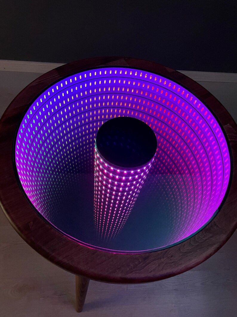 Infinity Mirror Coffee Table Infinity Effect Wooden Coffee - Etsy