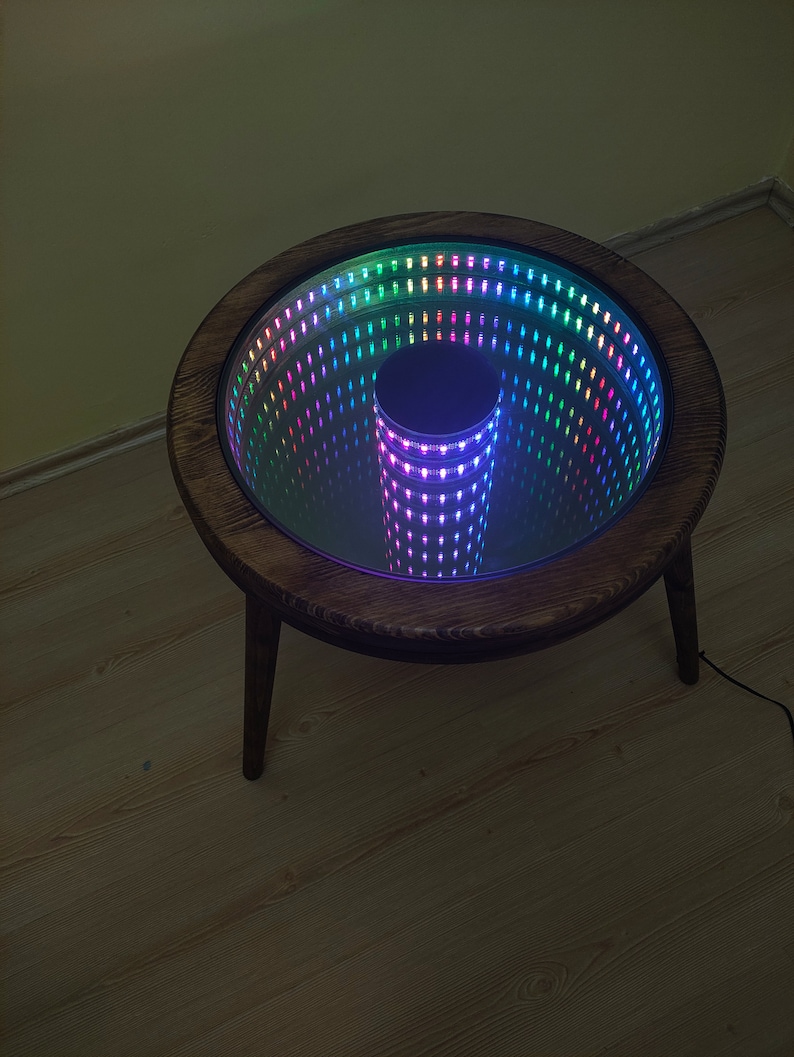 İnfinity Mirror Coffee Table Led Light Table Wooden Coffee | Etsy UK