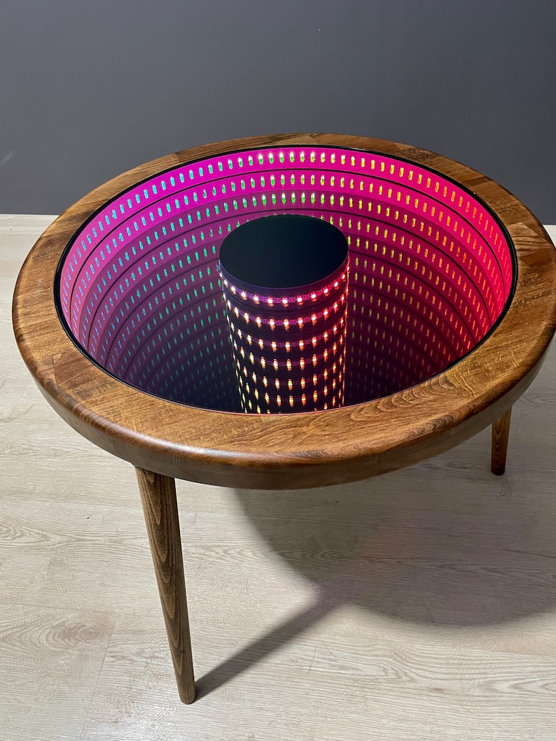 Infinity Mirror Coffee Table Infinity Effect Wooden Coffee - Etsy