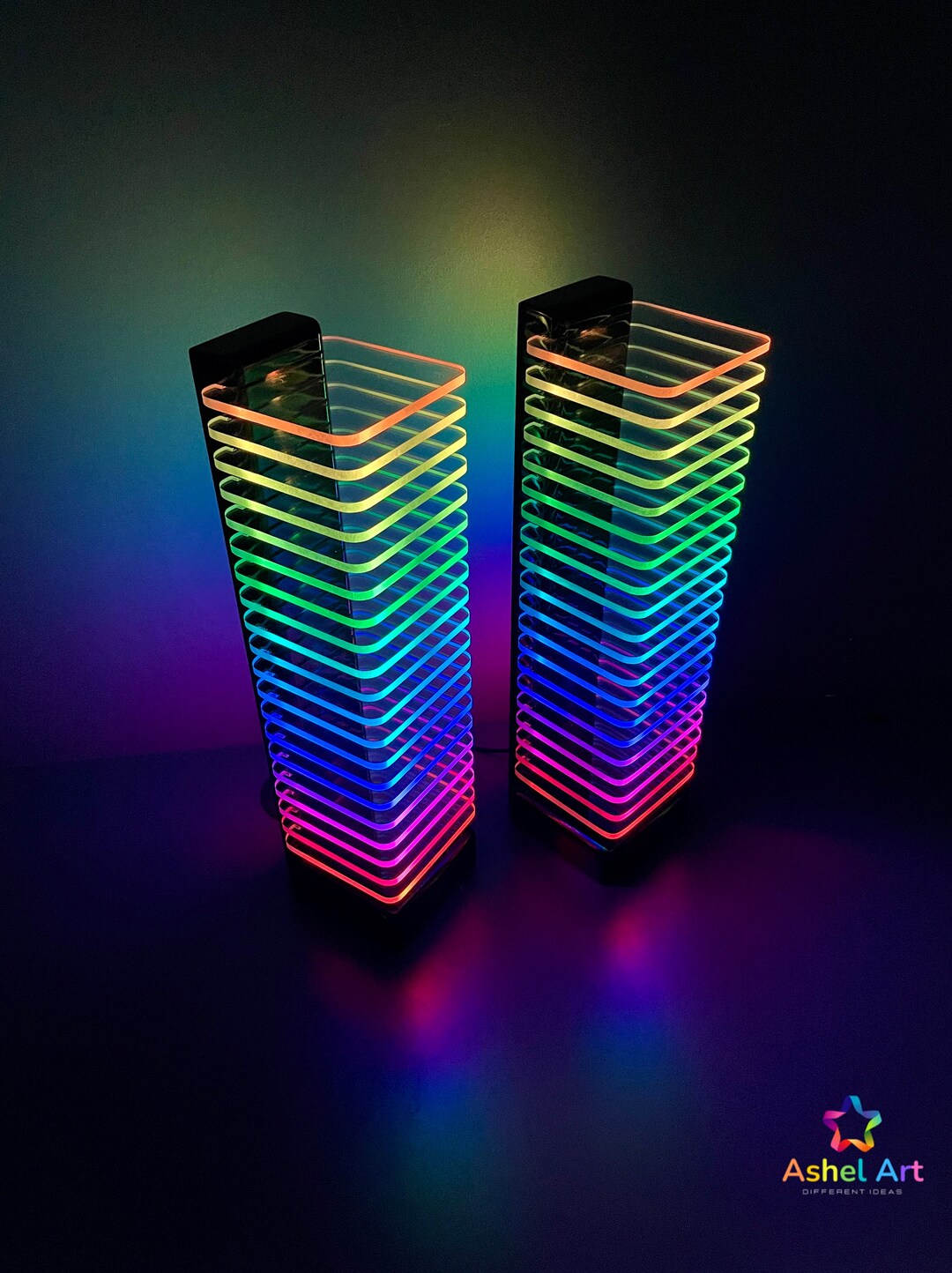RGB Strip Lights Table Lamp 2x Lamps, Modern Floor Lamp Gaming Room ...