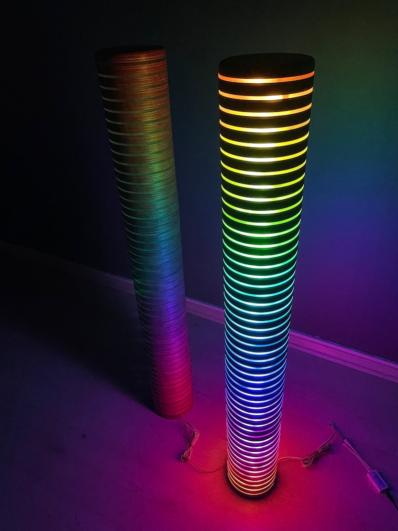 RGB Wooden Corner Lamp, (2xlamp), Led Floor Lamp, RGB Led Tower, Wooden ...