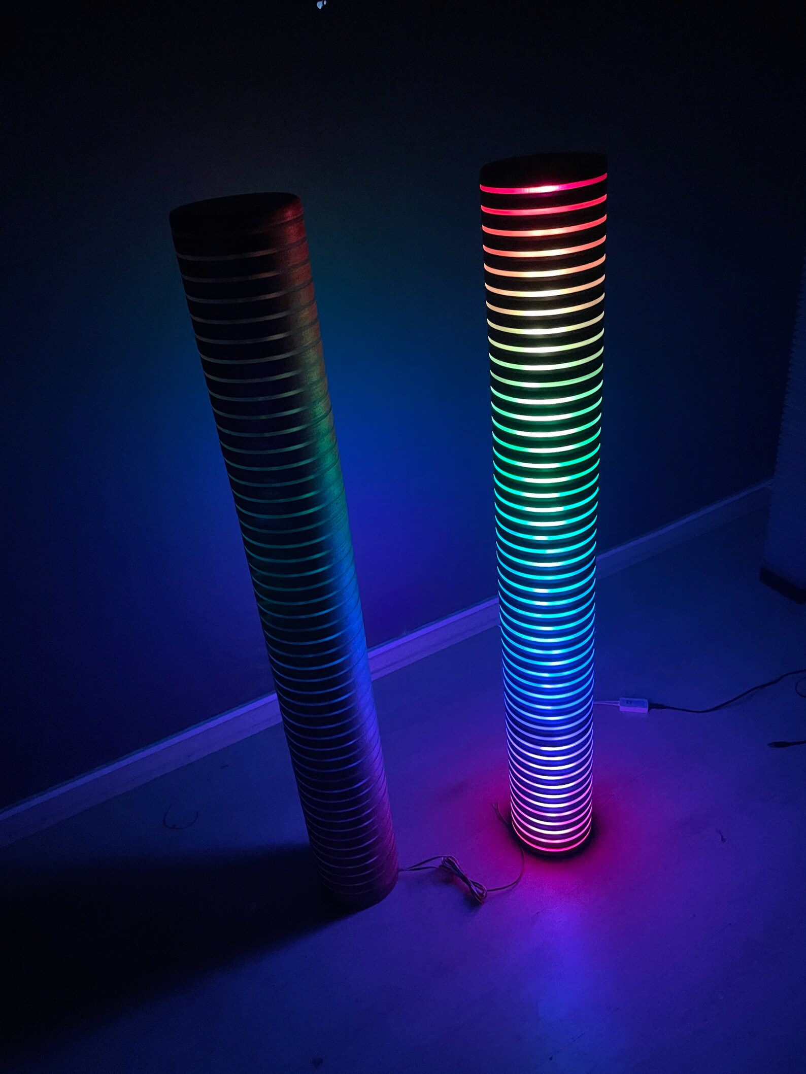 RGB Wooden Corner Lamp, (2xlamp), Led Floor Lamp, RGB Led Tower, Wooden ...