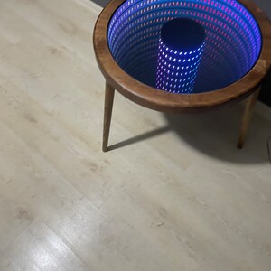 İnfinity Mirror Coffee Table Led Light Table Wooden Coffee - Etsy