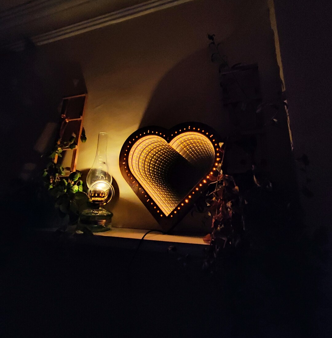 Heart Infinity Mirror, Heart Wall Decor, RGB Led Light Decor, Neon ...