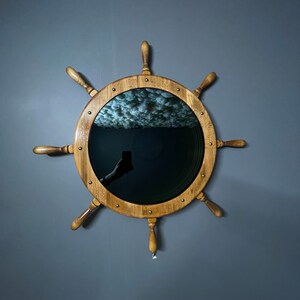Wooden Ship Steering Wheel,led Infinity Mirror Ship Steering Wheel ...