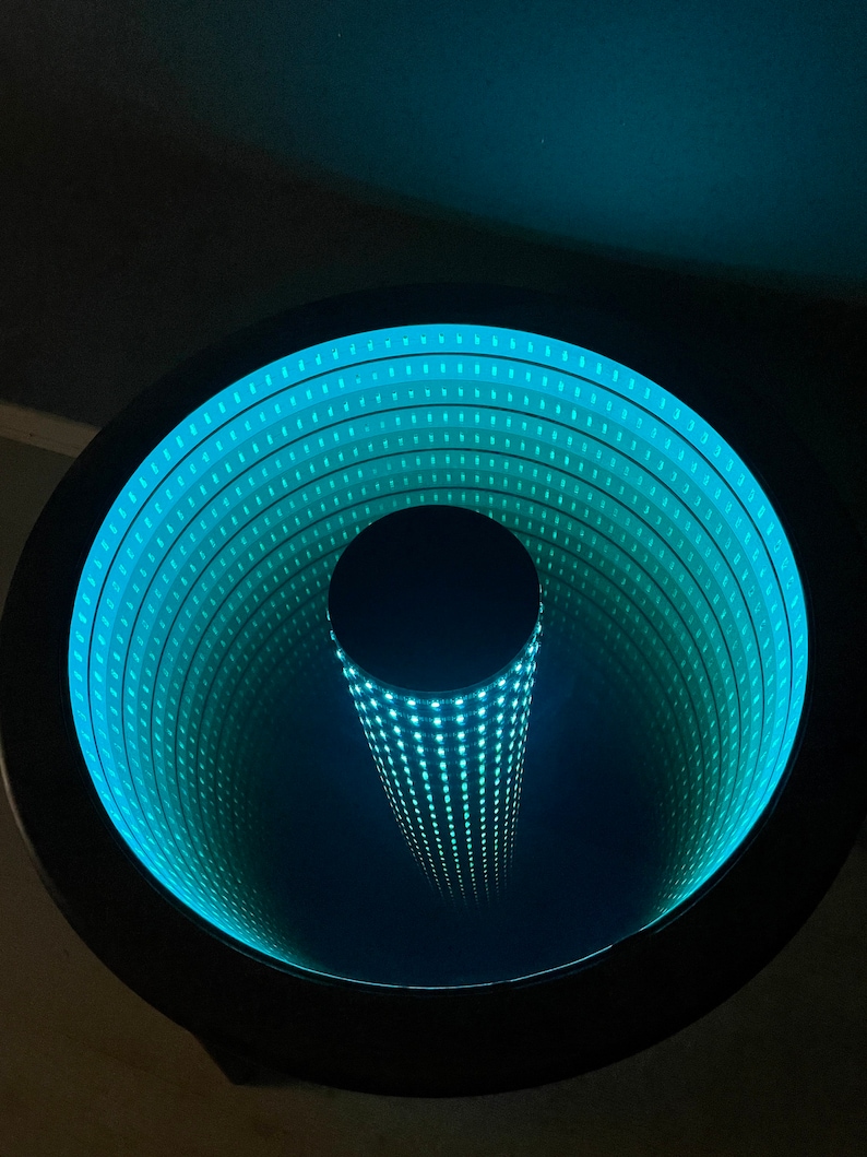 İnfinity Mirror Coffee Table Led Light Table Wooden Coffee - Etsy