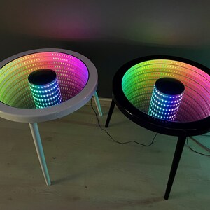 İnfinity Mirror Coffee Table, Led Light Table, Wooden Coffee Table, 3D ...
