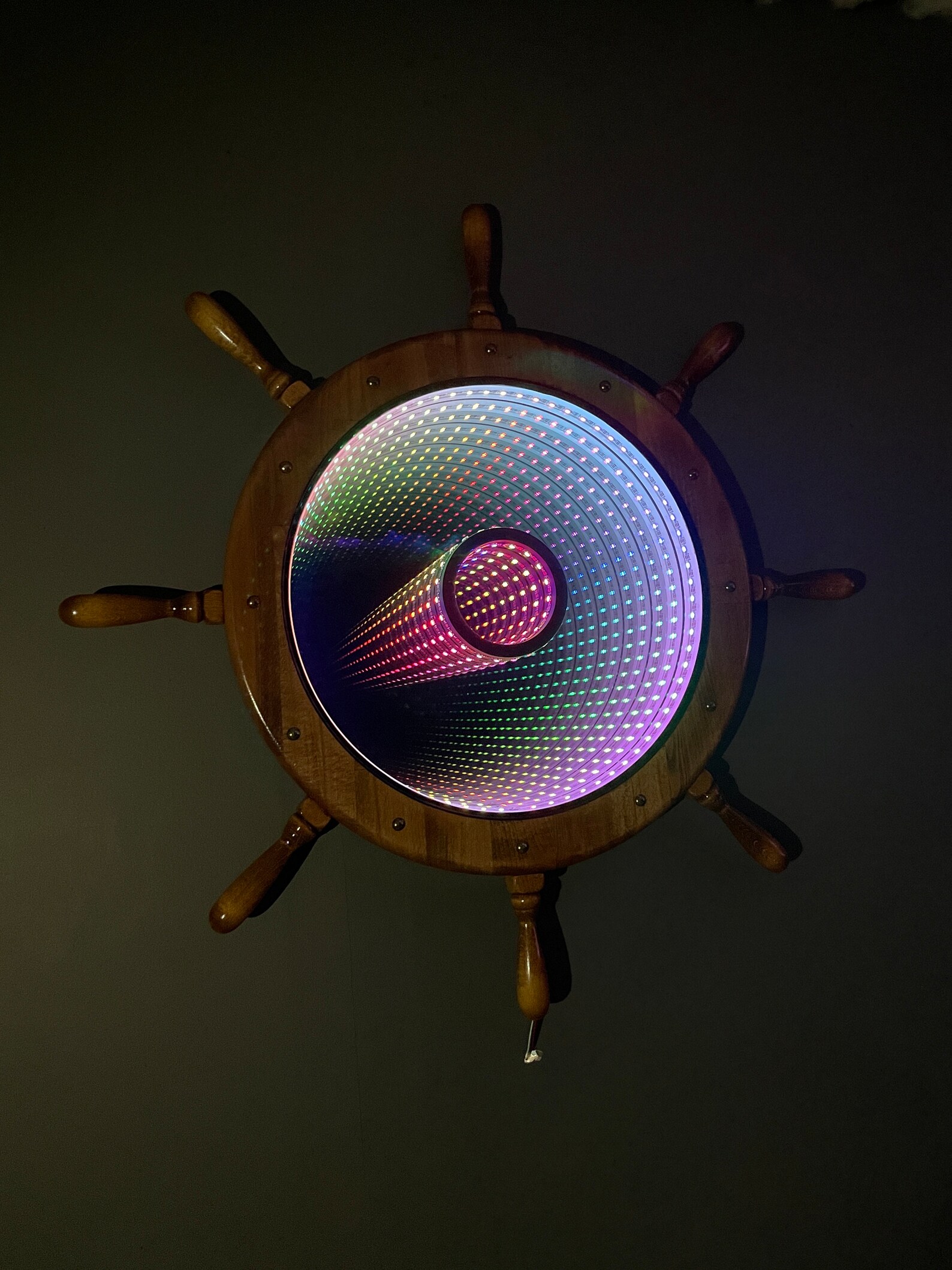 Wooden Ship Steering Wheel,led Infinity Mirror Ship Steering Wheel ...