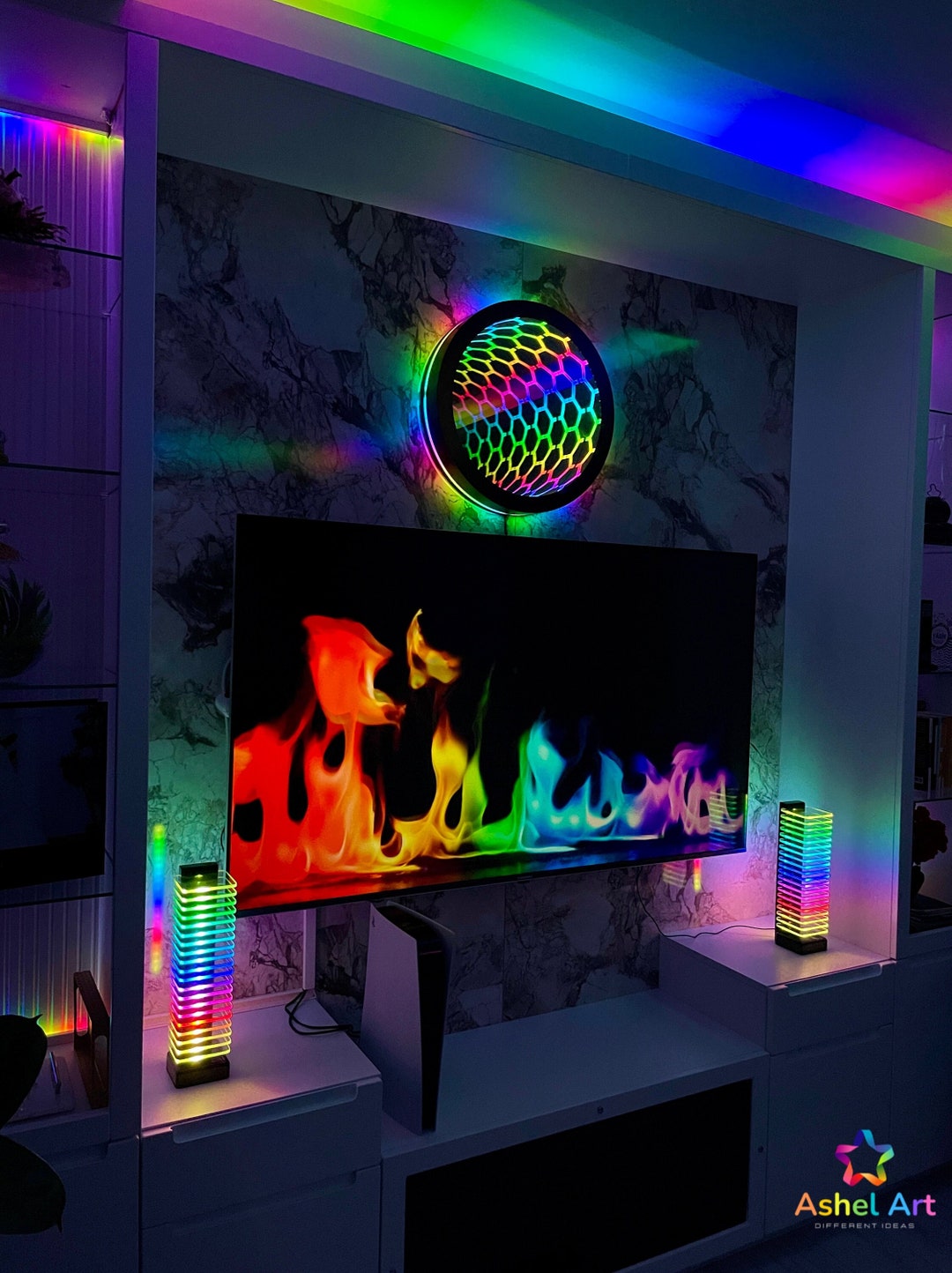 Modern Table Lamp, RGB Desk Lights, Aesthetic Room Decor, Ambient Desk ...