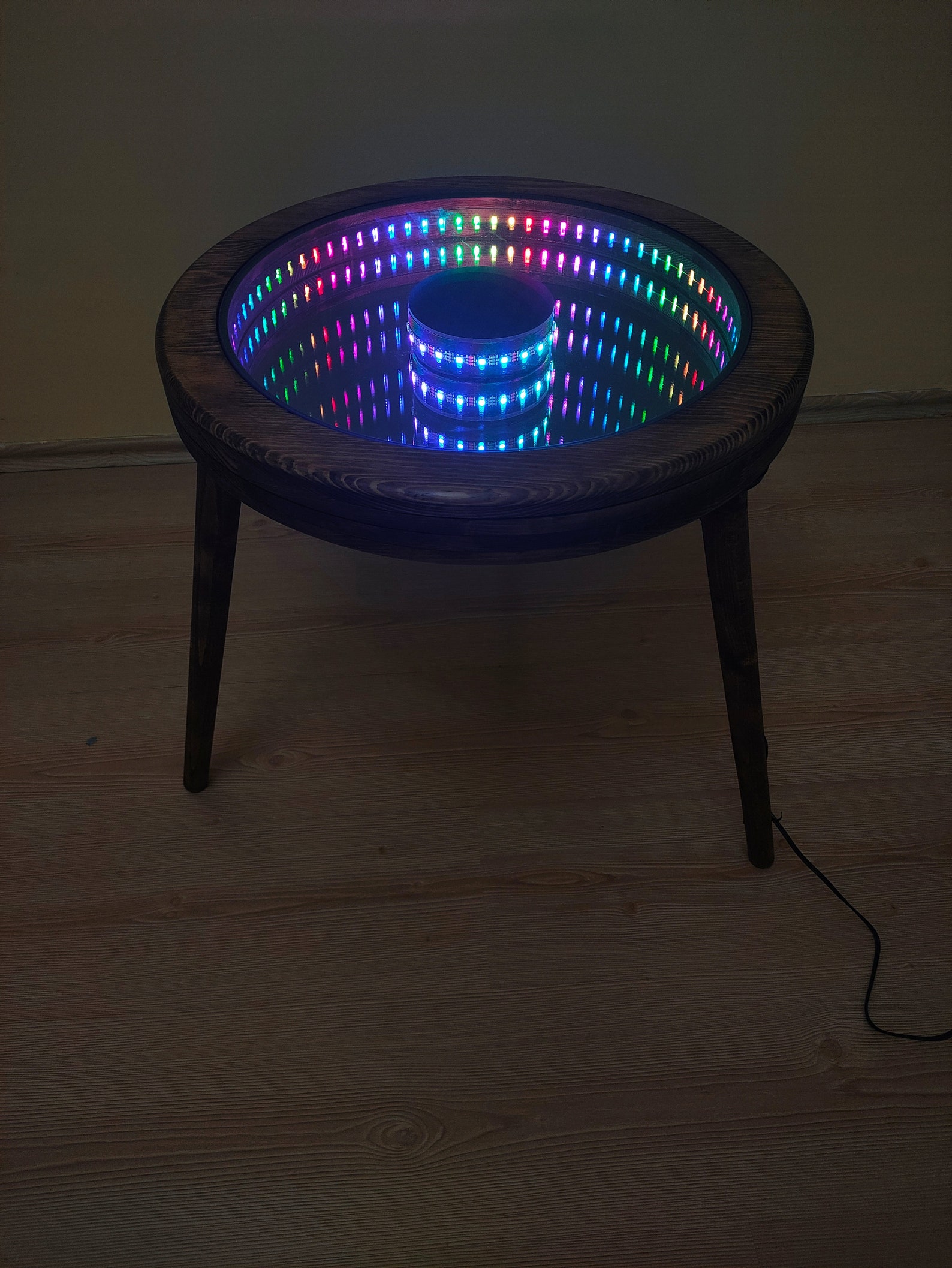 İnfinity Mirror Coffee Table Led Light Table Wooden Coffee - Etsy Australia