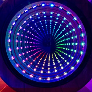 Infinity Mirror Desk Lamp, Stargate Portal, Wooden Table Lamp, Mid ...