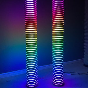 RGB Wooden Corner Lamp, (2xlamp), Led Floor Lamp, RGB Led Tower, Wooden ...