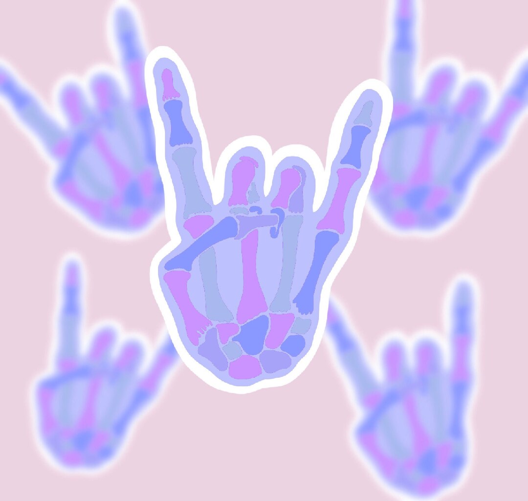 Rock Skull Sticker Skull Hand Sticker Blue Skull Rock and - Etsy