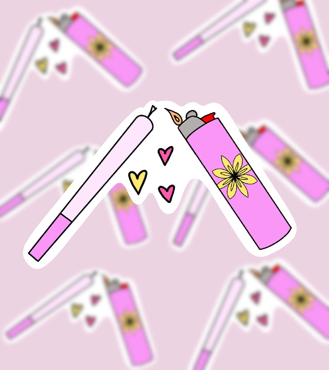 Pink Joint and Lighter Sticker 420 Stickers Stickers for - Etsy