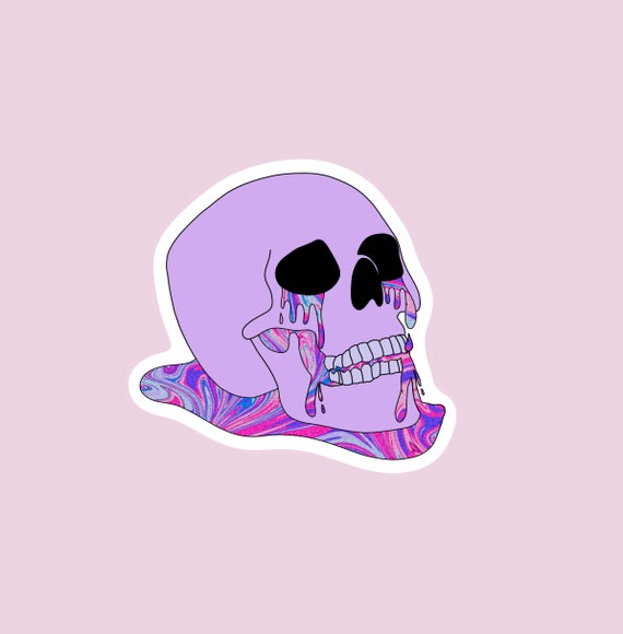 Melting Skeleton Sticker Trippy Skeleton Sticker Melting - Etsy