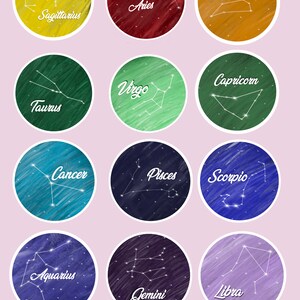 Zodiac Stickers Zodiac Sign Stickers Astrology Stickers | Etsy
