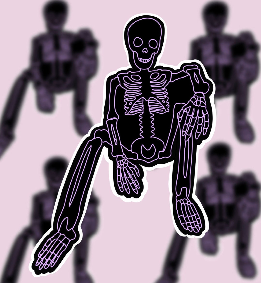 Sitting Skeleton Sticker Neon Skeleton Sticker Neon - Etsy