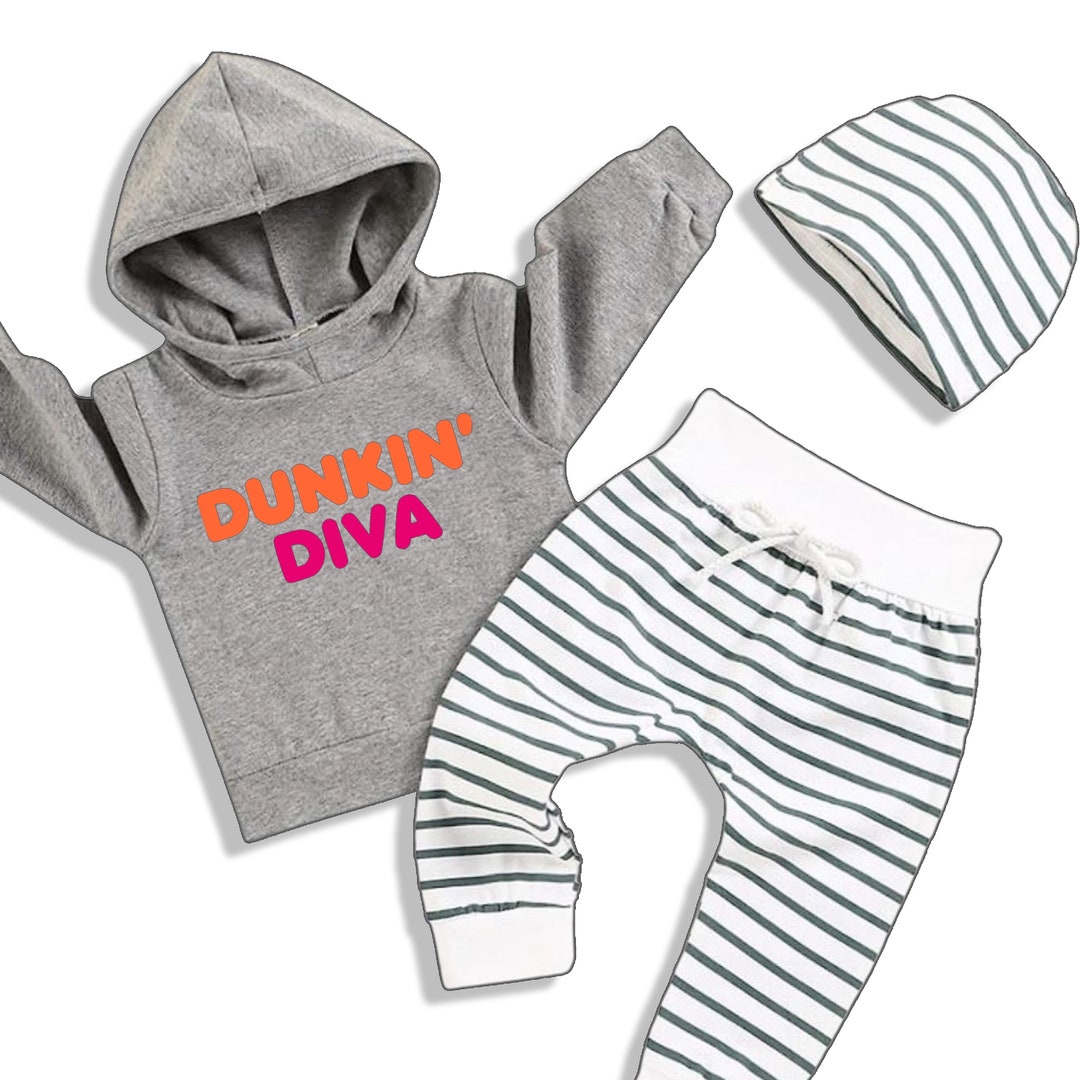 Dunkin Diva Dunkin Donuts 3 Piece Jogger Outfit for Baby and Toddlers ...