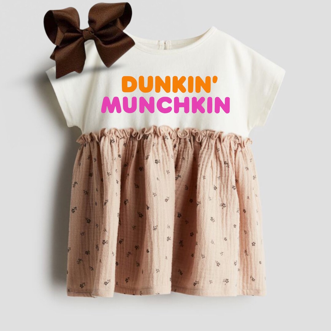 Dunkin Munchkin Dress and Headband / Hairbow Baby Girls Set Made With ...