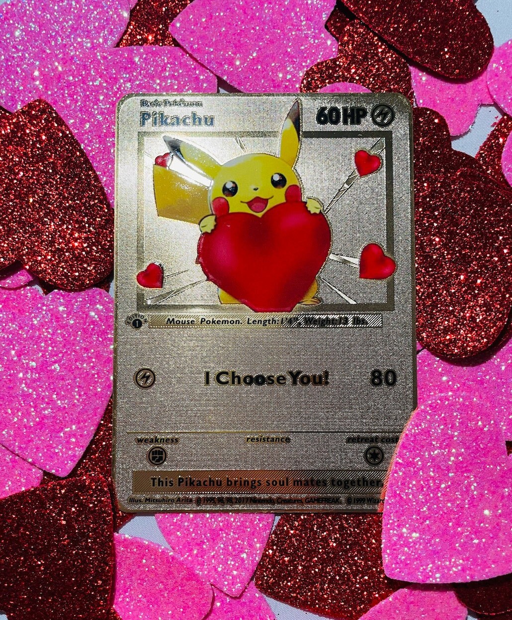 Gold Valentines Day Pokemon Card Anniversary Gift I Choose You | Etsy