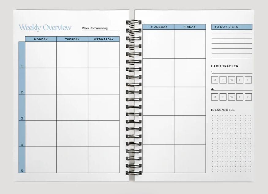 Teacher Planner 2024 2025 Weekly Overview Student Diary, Two-page ...