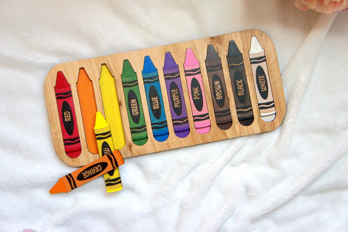 Crayon color match puzzle educational game free engraving | Etsy