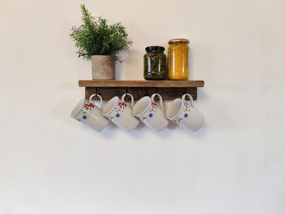 Rustic Kitchen Cup Holder Shelf - Colour Options and Sizes - Etsy UK