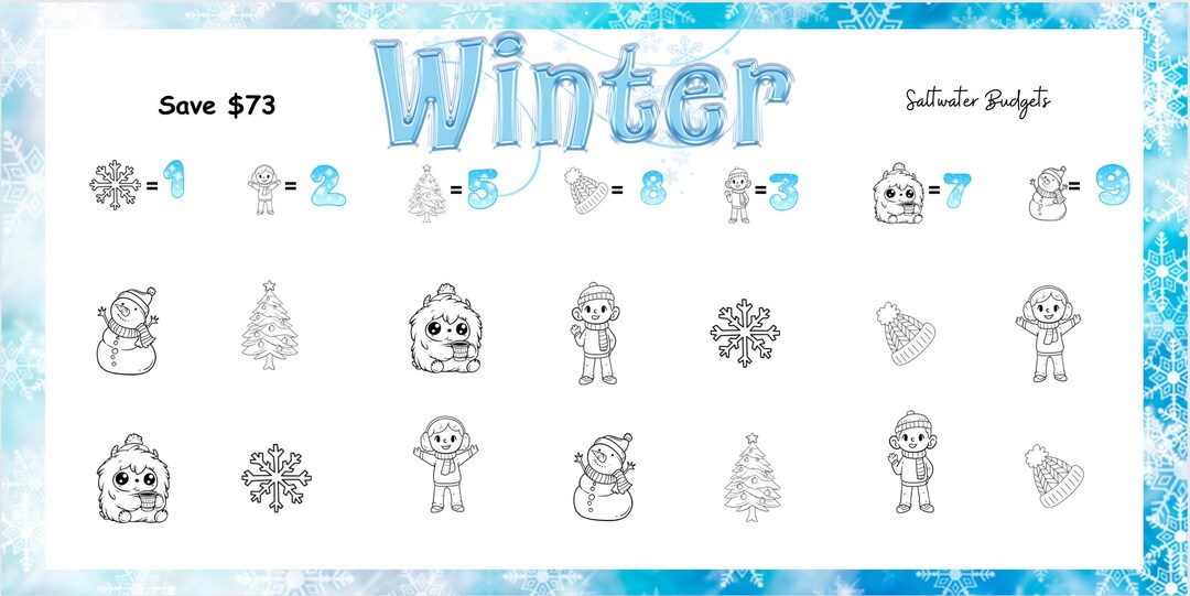 Winter Savings Challenge Set Digital Savings Challenge Instant Download ...