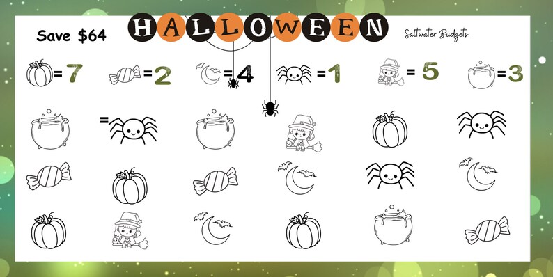Halloween Mix Set Saving Challenge Low Income Cash Budget Mini ...