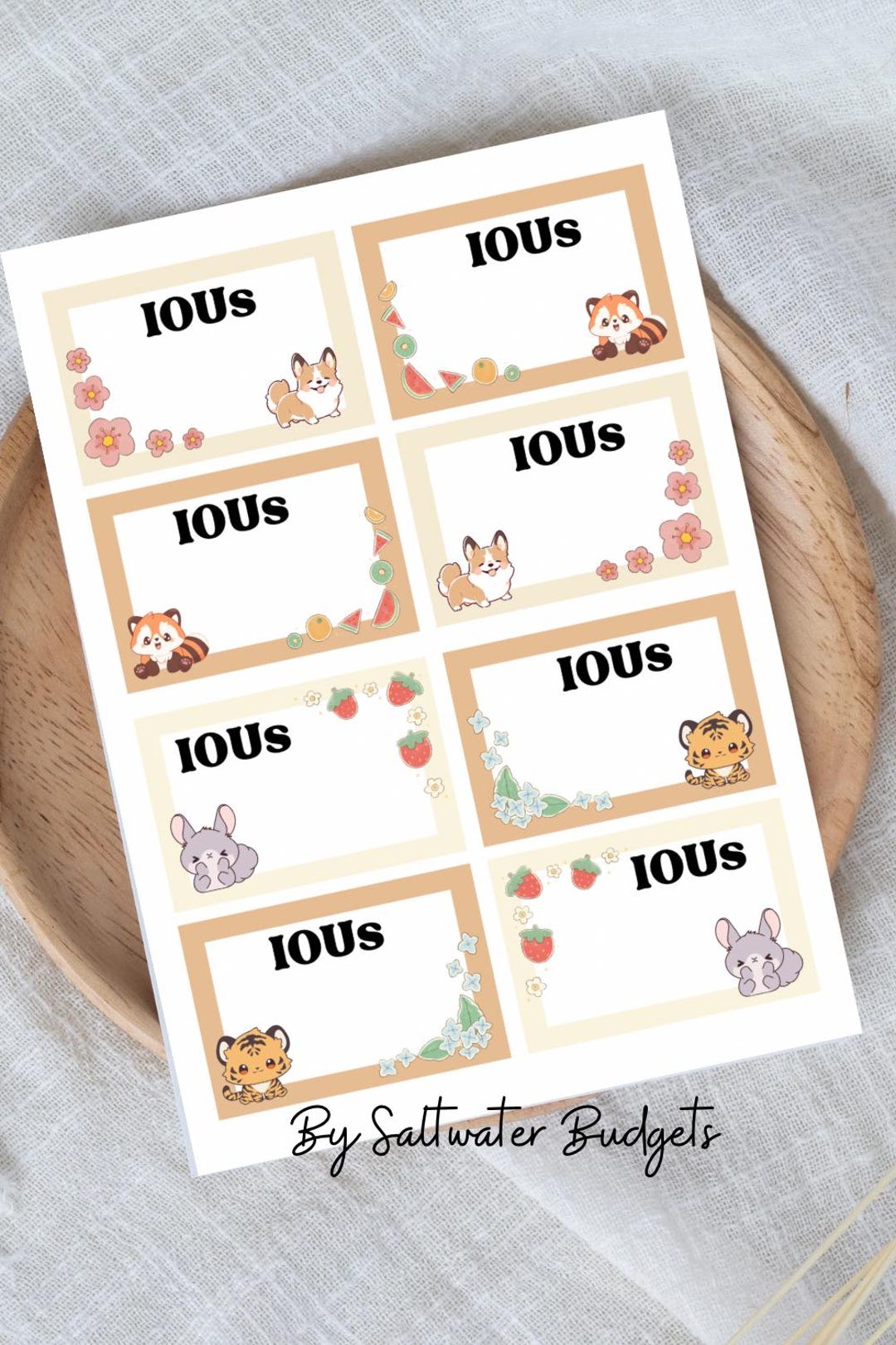 I Owe Yous Place Cards Cash Budgeting Cash Stuffing IOU Set - Etsy
