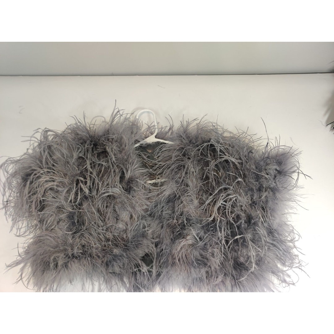 Grey Ostrich Feather Vest - Etsy
