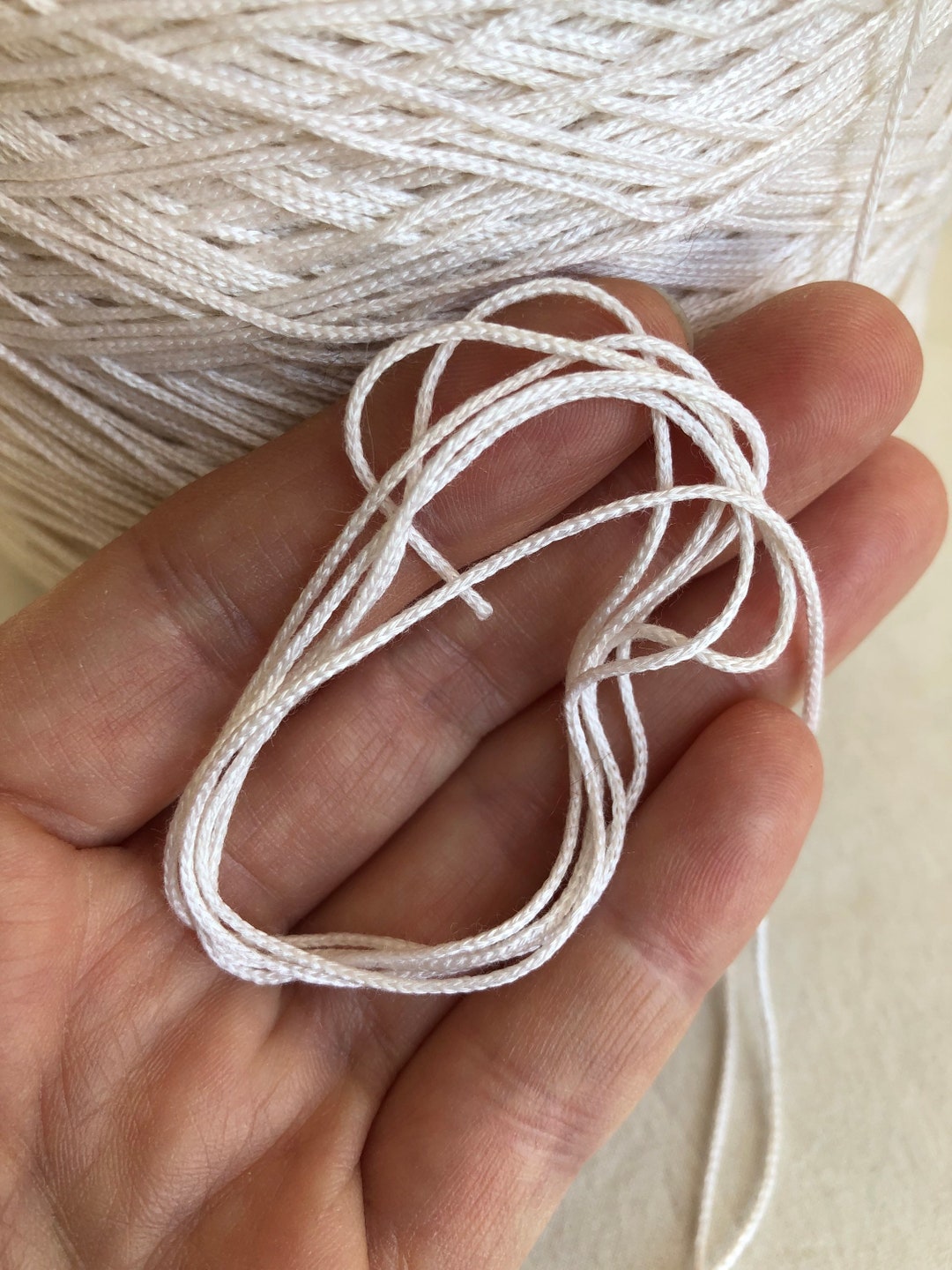 Silk and Cashmere Blend Chainette, White Yarn on Cone for Machine ...