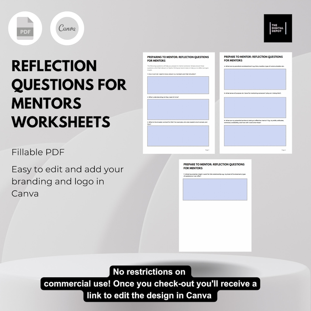 Mentoring Worksheets for Growth, Reflection & Inspiration Fillable PDF ...